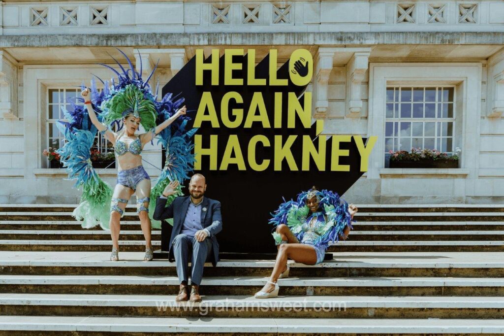 Hello Again Hackney! ( large poly sign )
